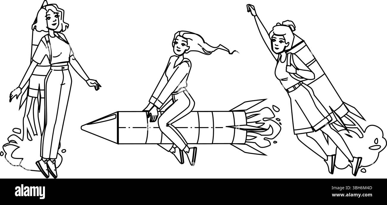 start rocket woman vector Stock Vector Image & Art - Alamy