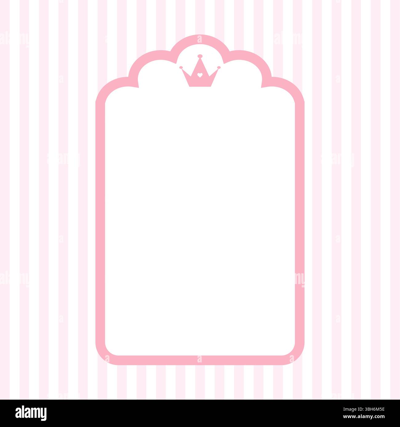 Princess frame with crown. Cute pink template for invitation. Royal ...