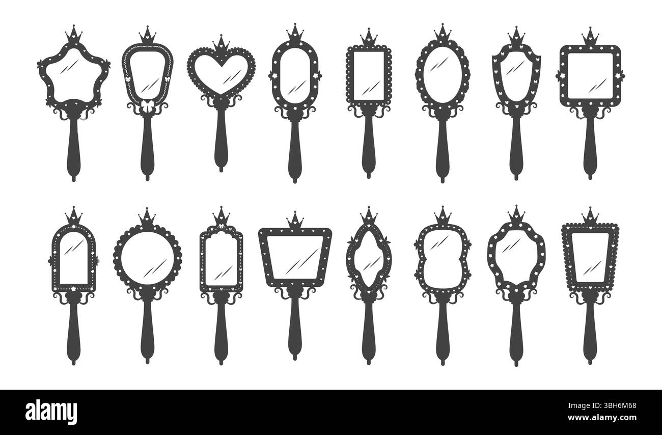 Princess mirror. Set of Baby hand mirror with different black borders ...