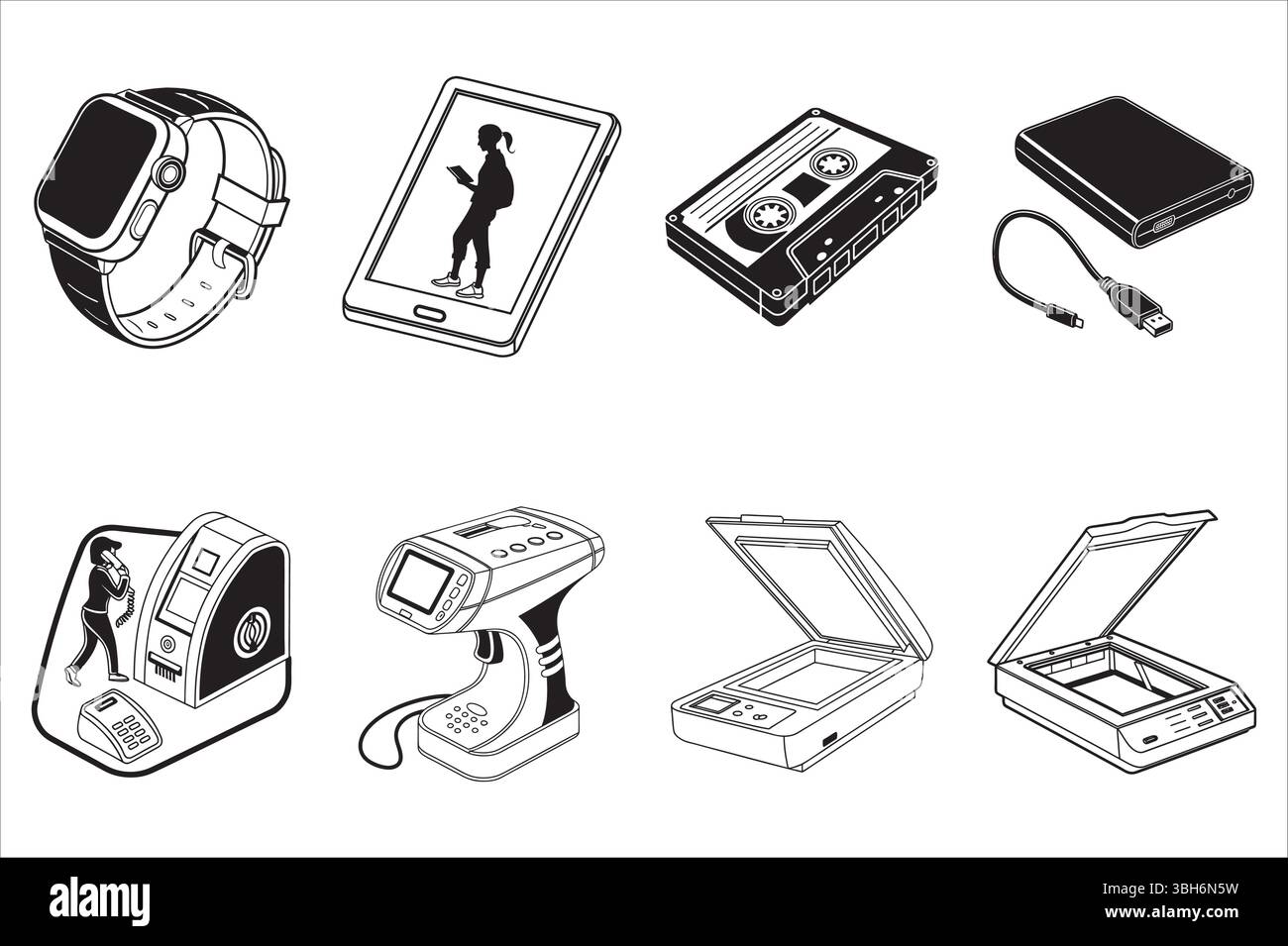 Vector Gaming Controllers Clipart Set | Joystick Mouse Smartwatch Art Stock Vector Image & Art ...