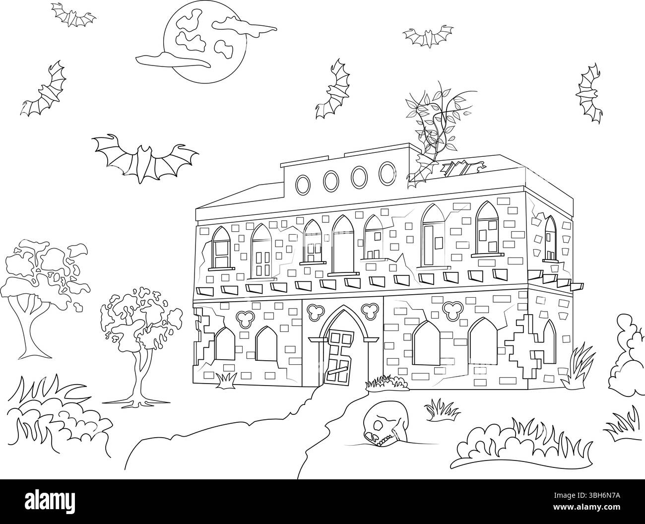 Landscape dark trees bushes Stock Vector Images - Alamy