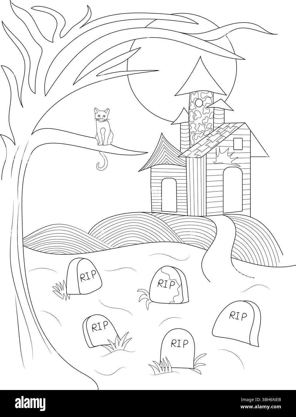 Black cat perched on gravestone hi-res stock photography and images - Alamy