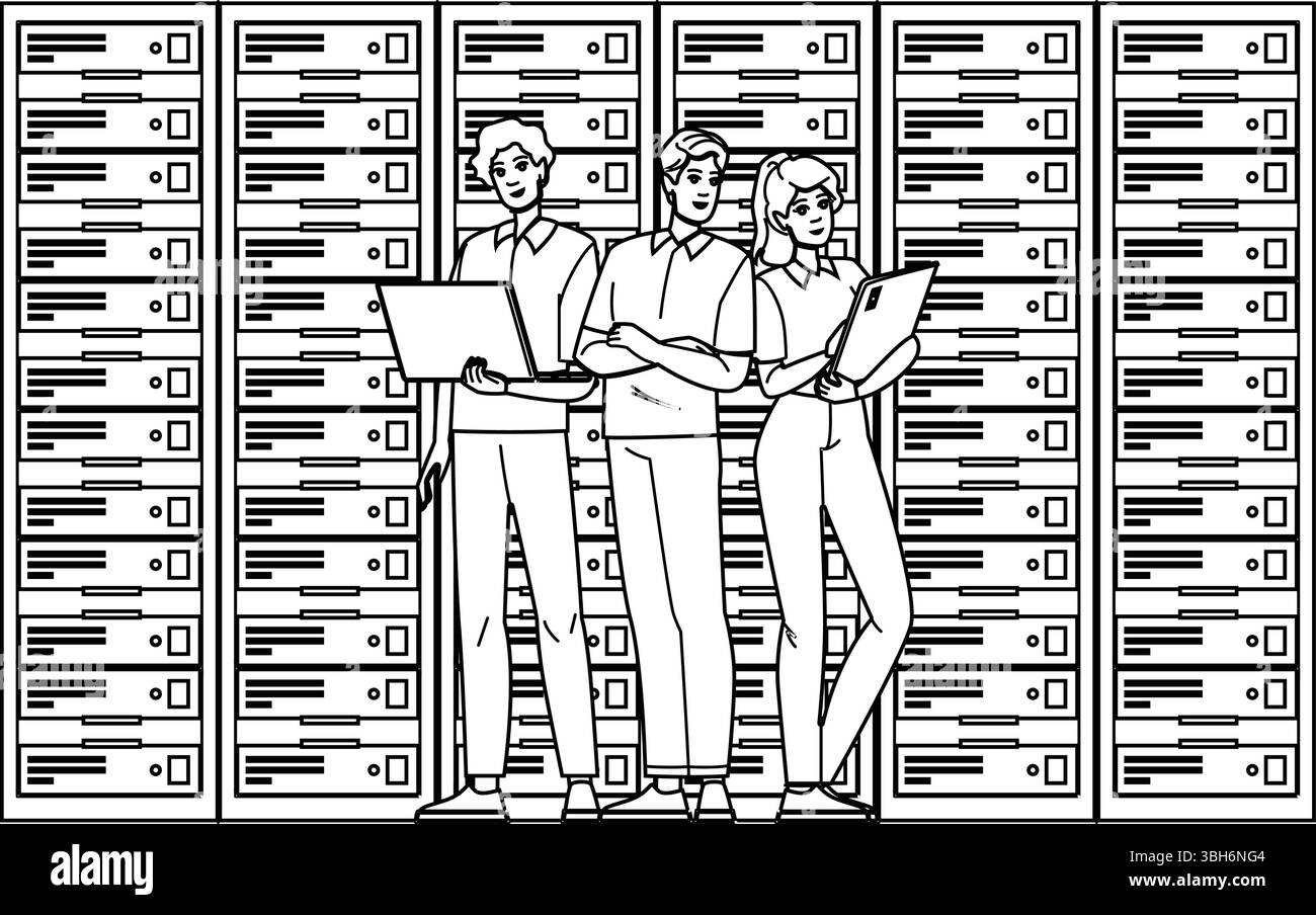 engineer server room staff vector Stock Vector Image & Art - Alamy