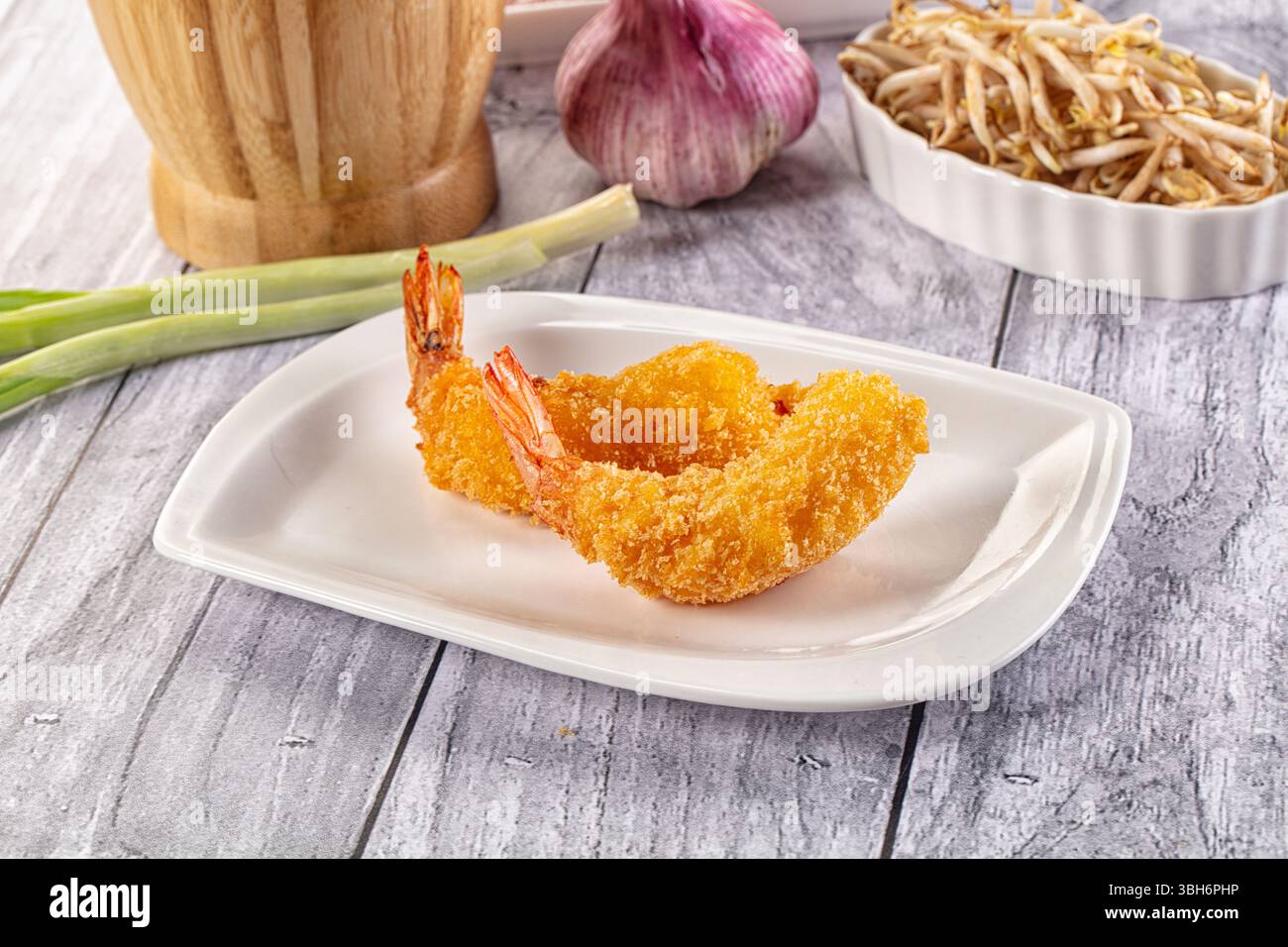 Golden crunhy breaded prawn appetizer snack Stock Photo - Alamy