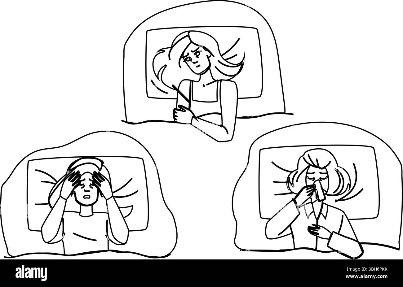 Exhaustion discomfort Stock Vector Images - Alamy