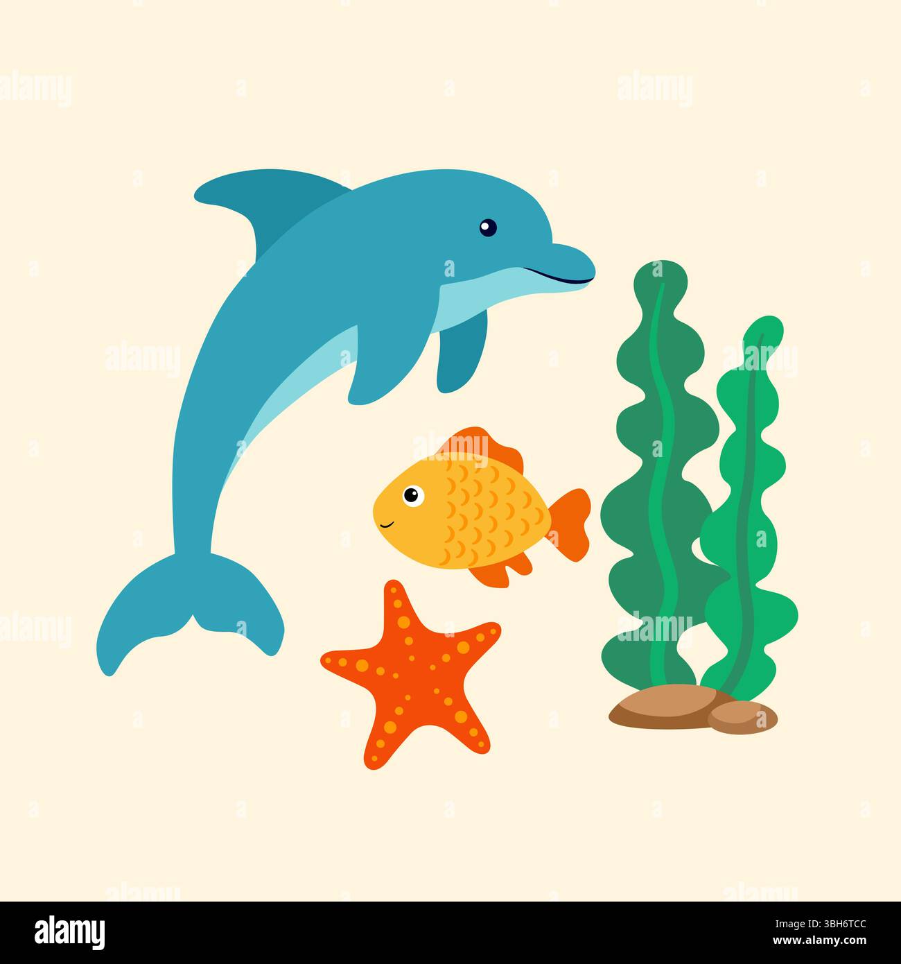 Marine Life. Flat Summer Sea Animals Illustration Stock Vector Image ...