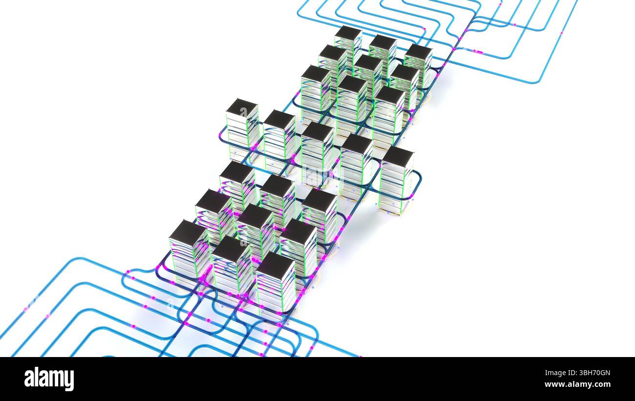 Big data center servers rack AI learning education 3d render Stock ...
