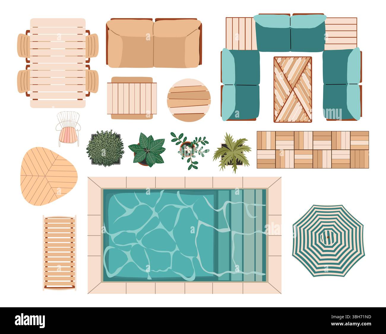 Backyard patio furniture relax Stock Vector Images - Alamy