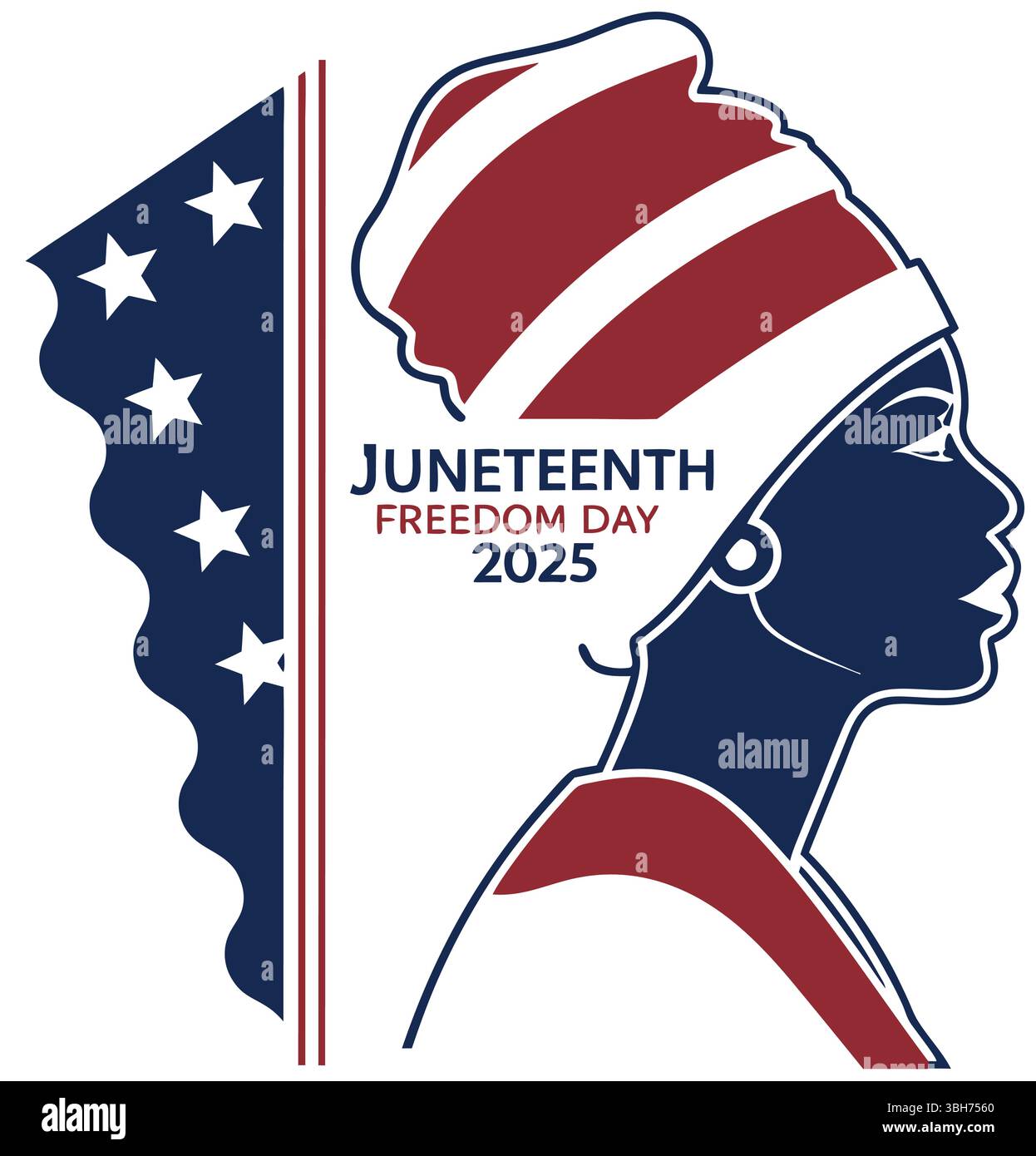 Freedom Day Elegance - Juneteenth Woman Silhouette with Flag Accent ...