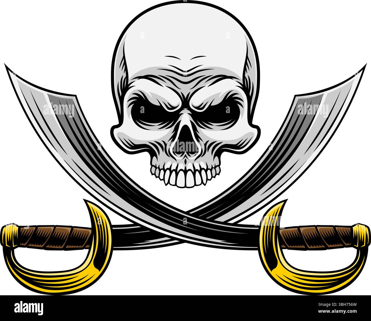 Skull Pirate Crossbones Cross Cutlass Swords Stock Vector Image & Art - Alamy