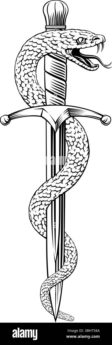 Dagger Knife Snake Vintage Woodcut Style Stock Vector Image & Art - Alamy