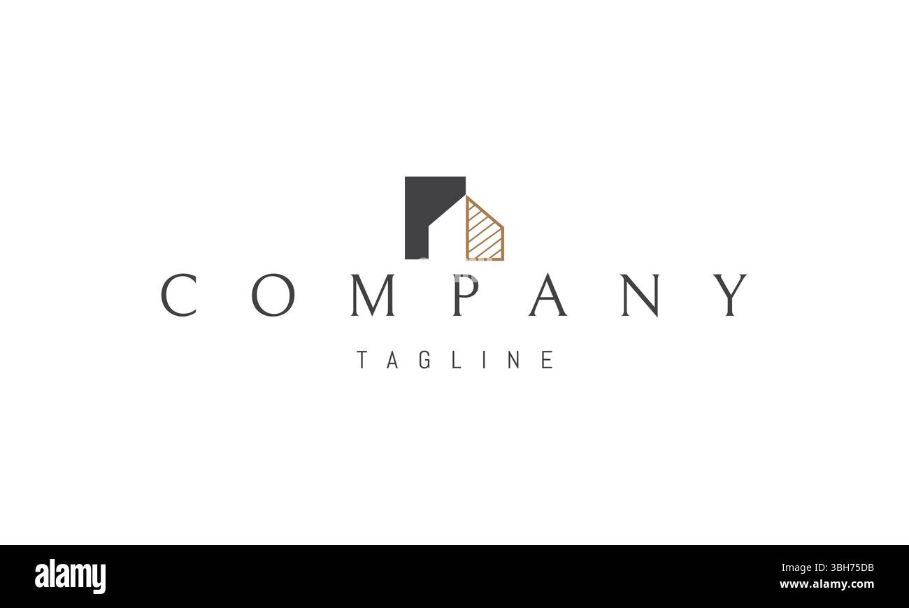 Vector color logo with an abstract image of a house in a white space ...