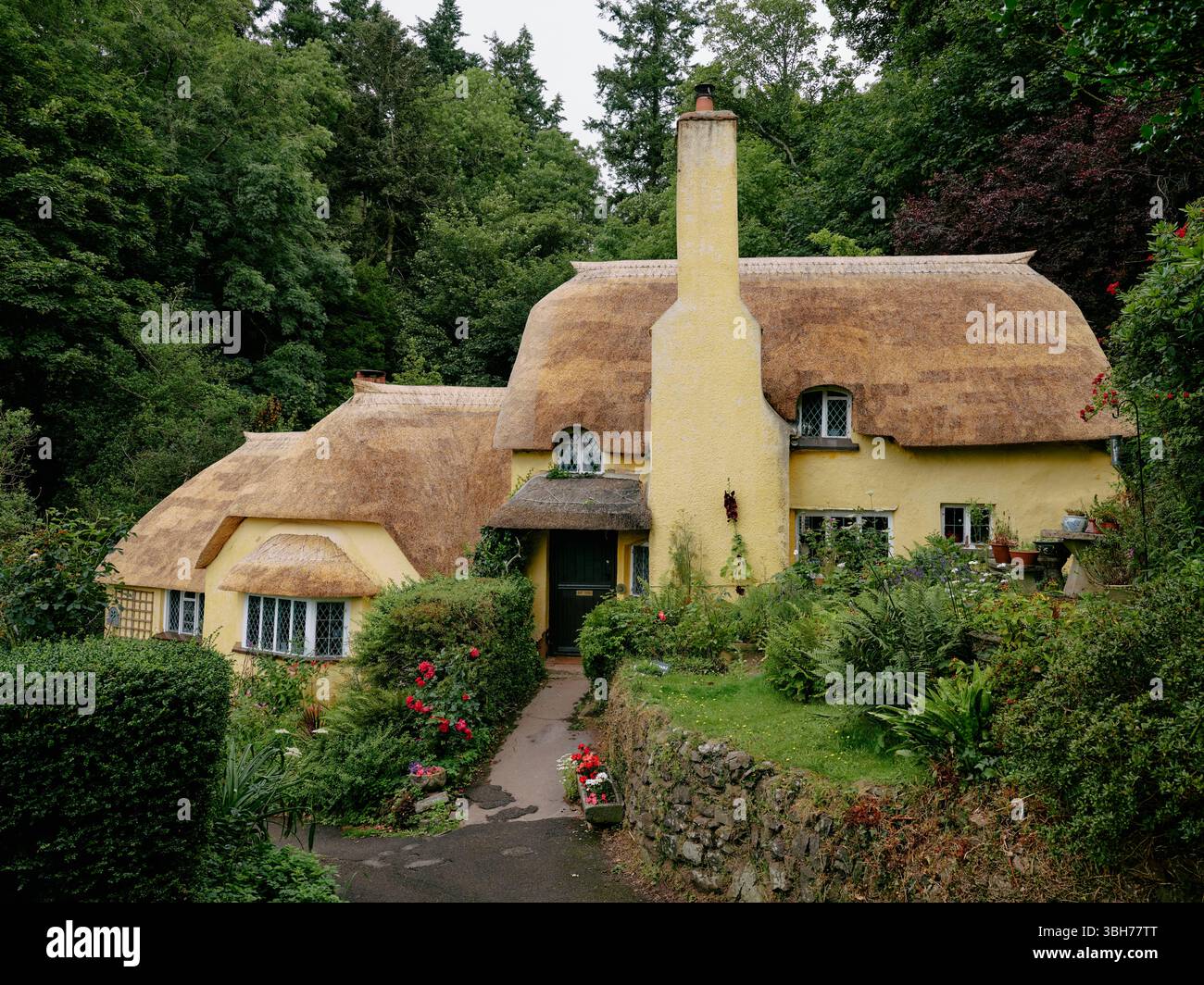 The thatched roof architecture of Selworthy Cottage in Selworthy ...