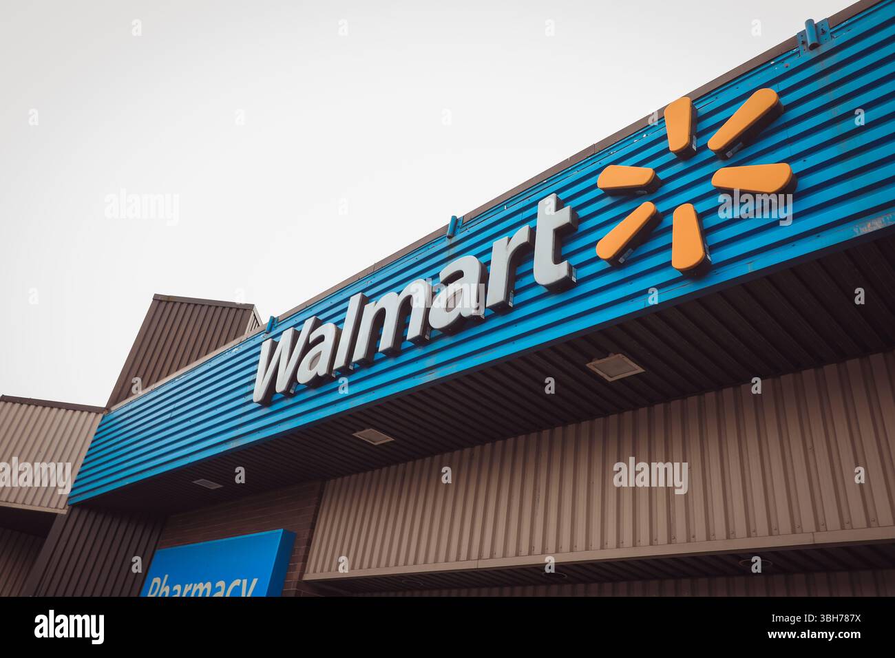 Pearland, Texas, USA - February 14, 2025: Closeup of Walmart store sign ...