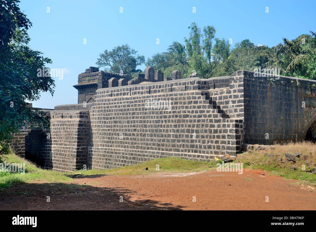 Partial view of the Andhaar Bavdi (the hidden step well), Panhala Fort ...