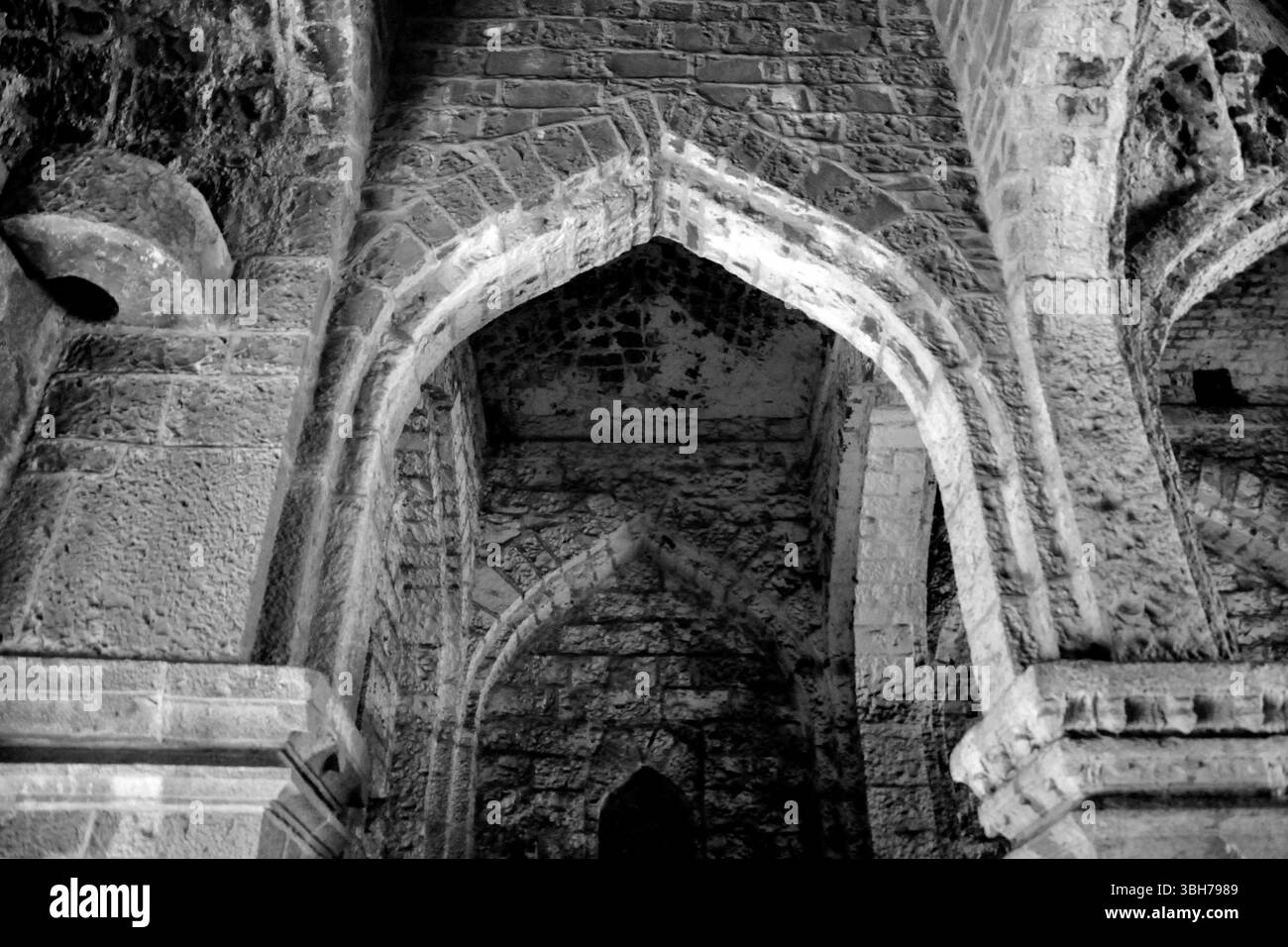 Partial view of the Teen Darwaja, Panhala Fort, also known as Panhalgad ...