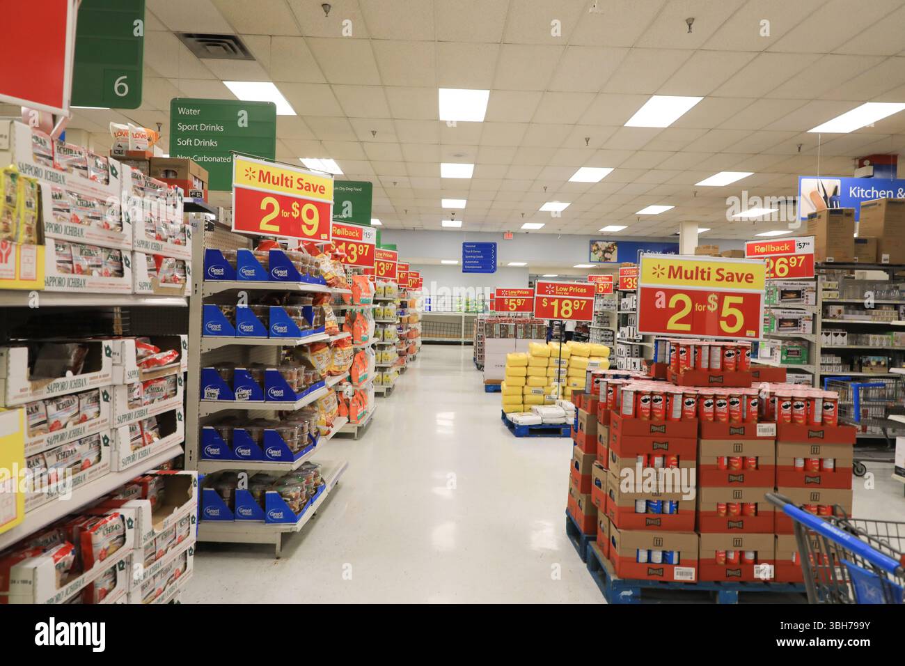 Los Angeles, CA - Jan 12, 2024: Inside of a large Walmart Supercenter ...