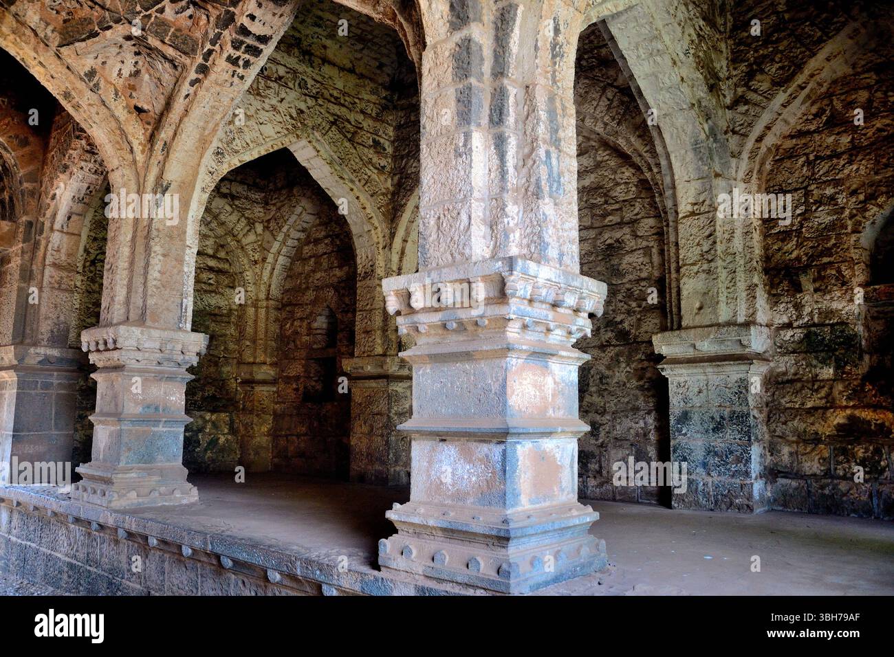 Partial view of the Teen Darwaja, Panhala Fort, also known as Panhalgad ...