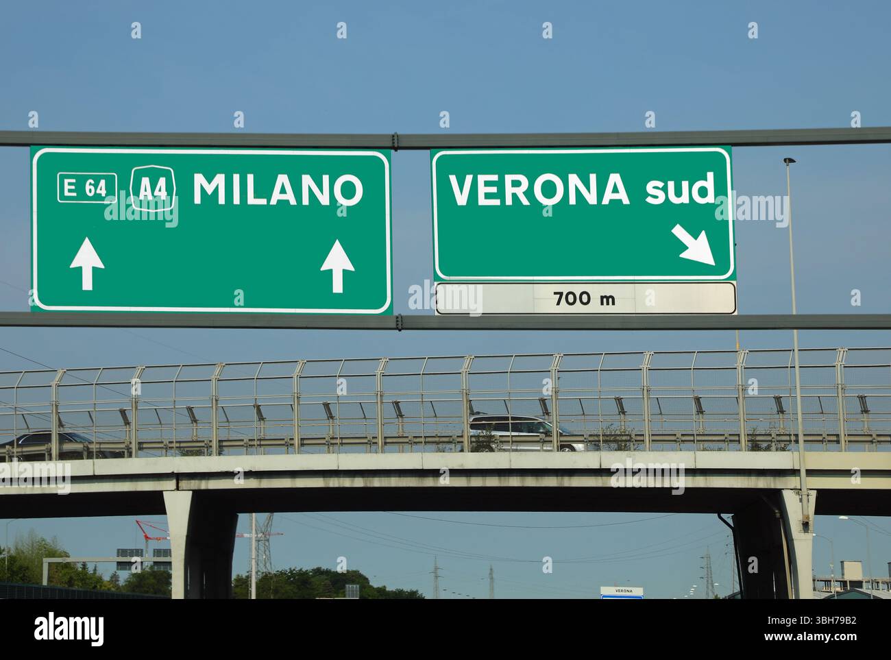 Road signage with names of Italian Place in Northern ITALY Milan and ...