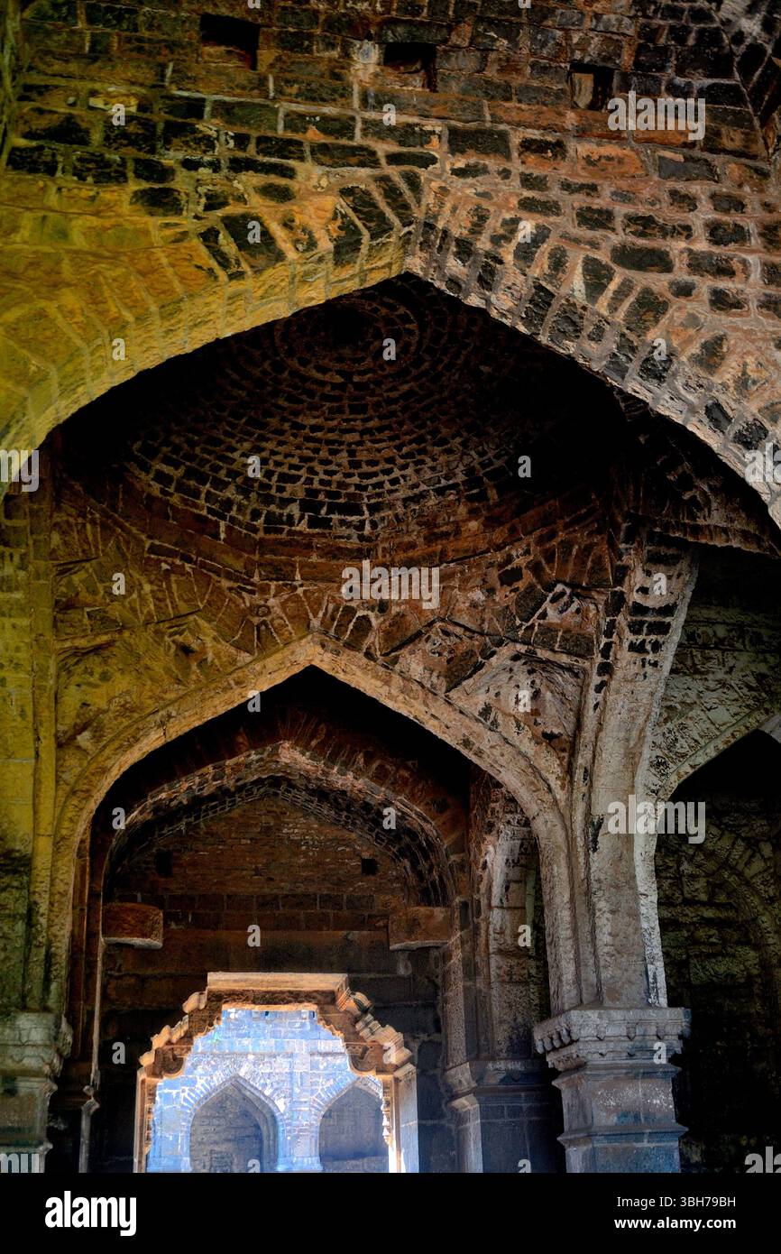 Partial view of the Teen Darwaja, Panhala Fort, also known as Panhalgad ...