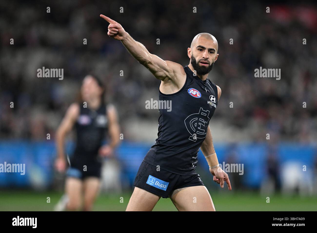 Melbourne, Australia. 08th June, 2025. Adam Saad of Carlton celebrates ...