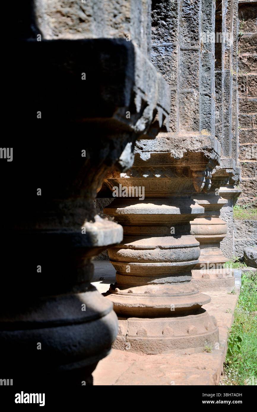 Partial view of the Teen Darwaja, Panhala Fort, also known as Panhalgad ...