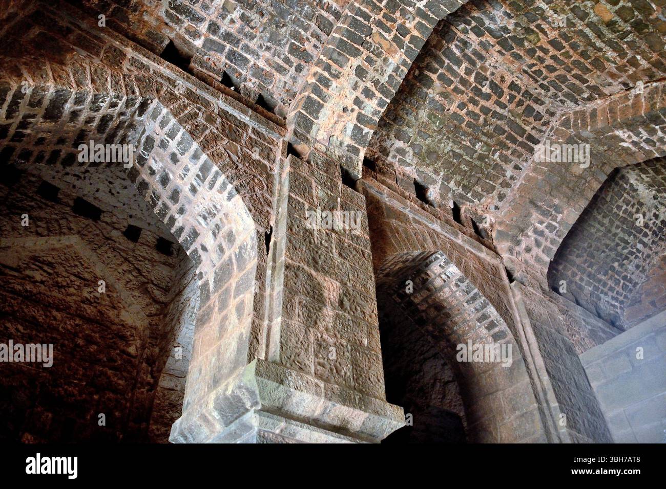 Partial view of the Teen Darwaja, Panhala Fort, also known as Panhalgad ...