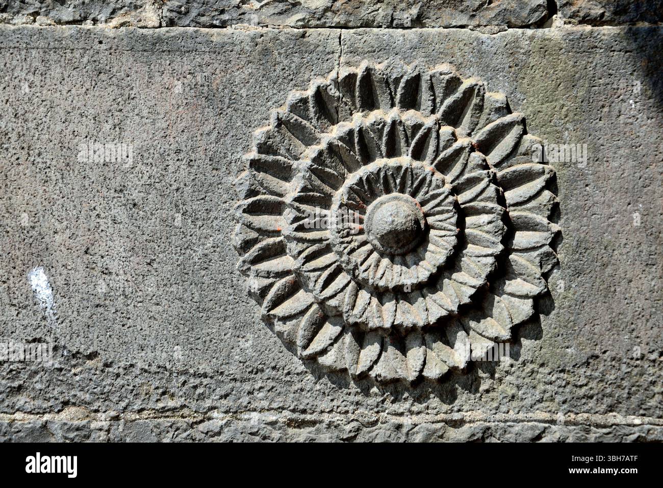 Lotus motif of Raja Bhoj carved on the wall of Konkan Darwaja, Panhala ...