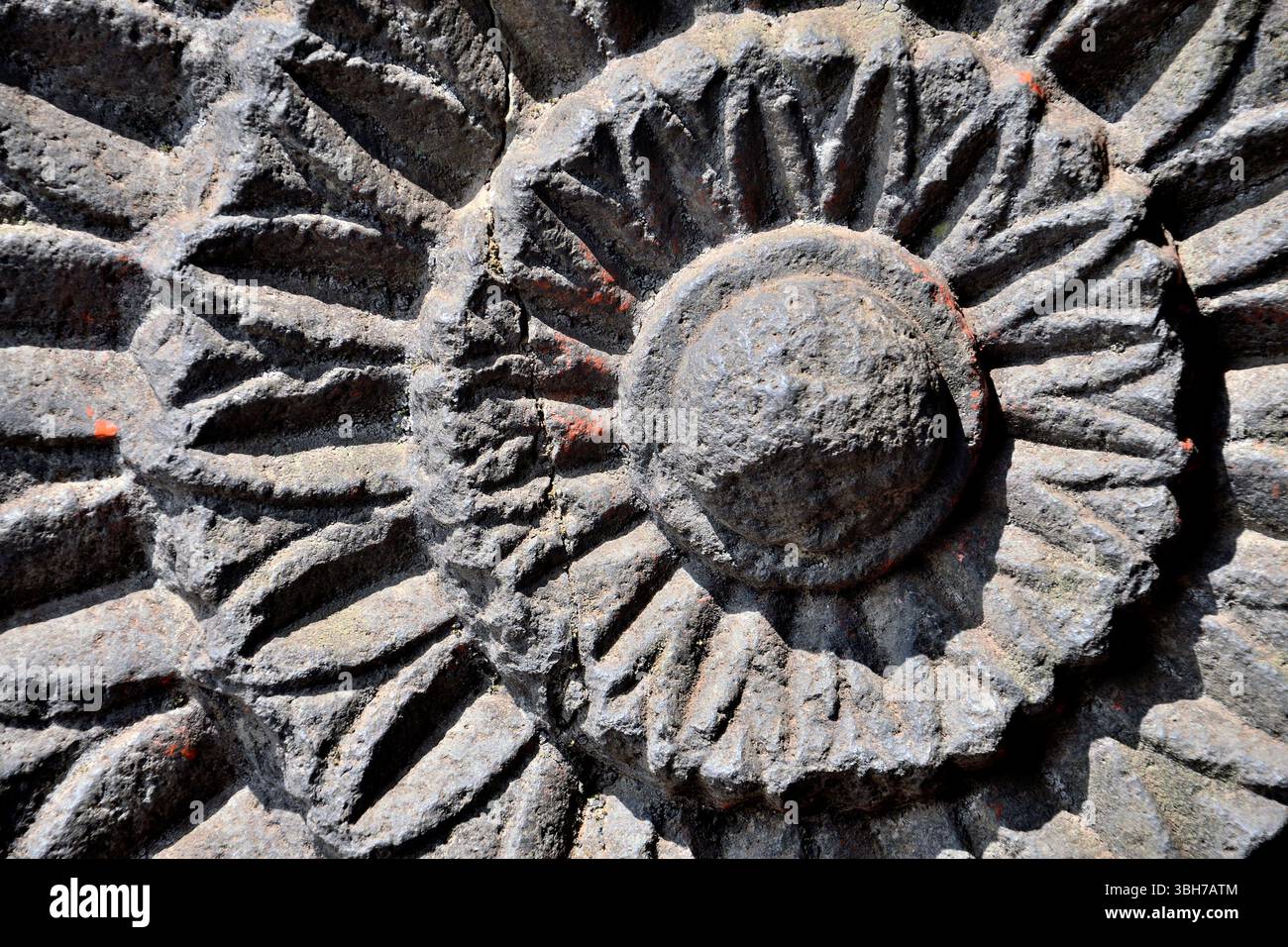 Lotus motif of Raja Bhoj carved on the wall of Konkan Darwaja, Panhala ...