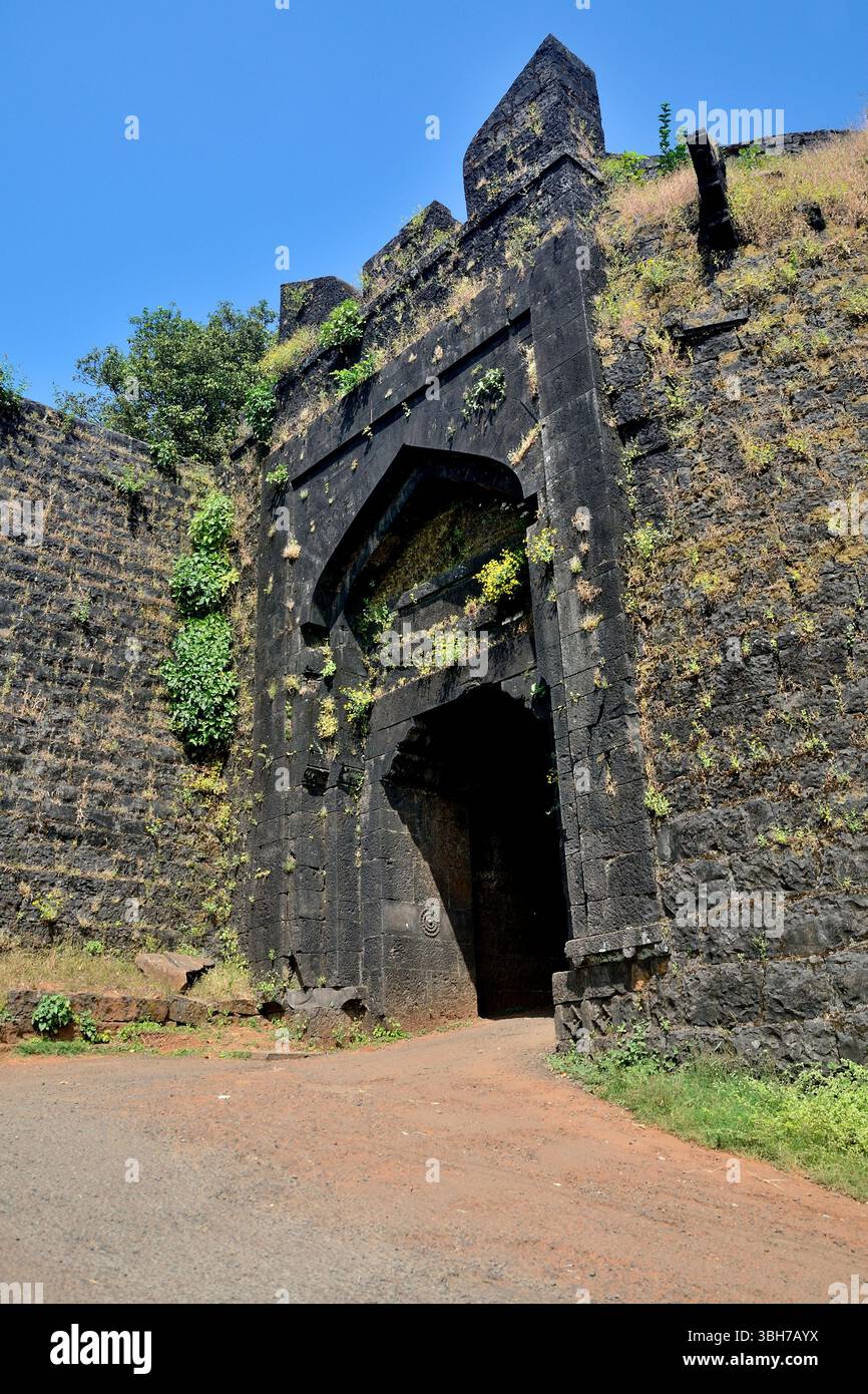 Partial view of the Konkan Darwaja, Panhala Fort, also known as ...