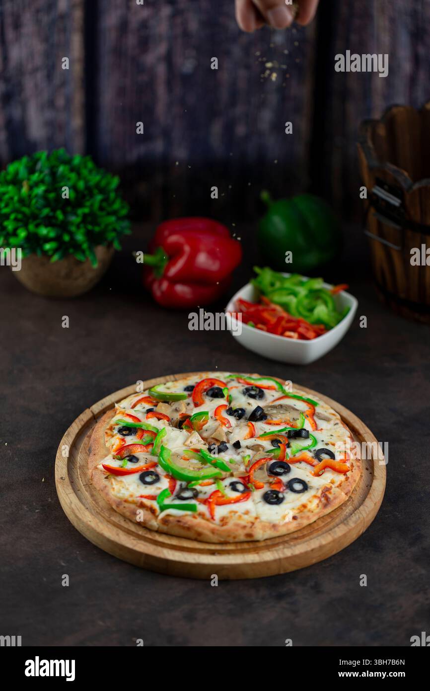 Close up baked pizza texture hi-res stock photography and images - Alamy