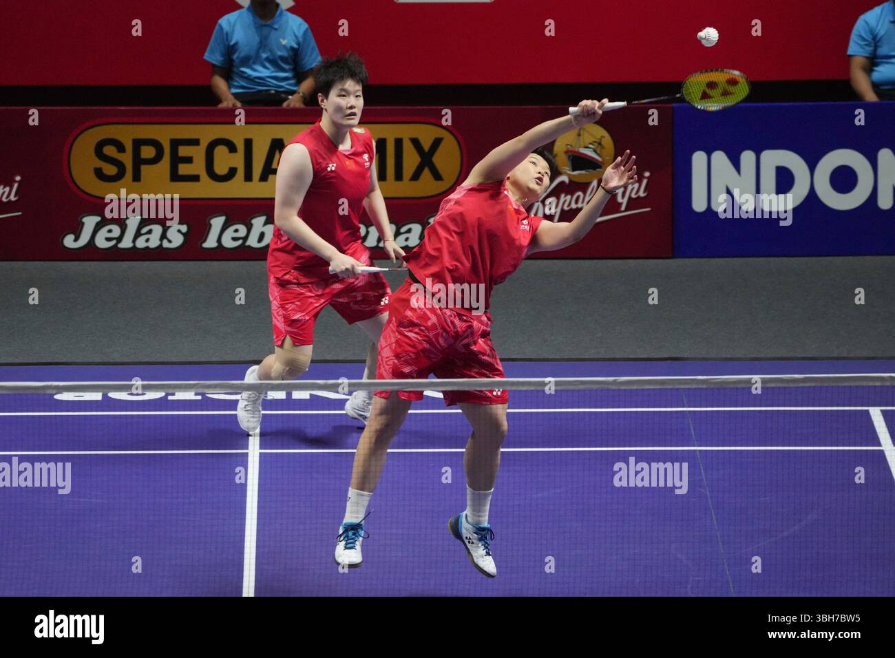 China's Liu Shengshu, left, and Tan Ning play against Malaysia's Pearly Tan and Muralitharan ...
