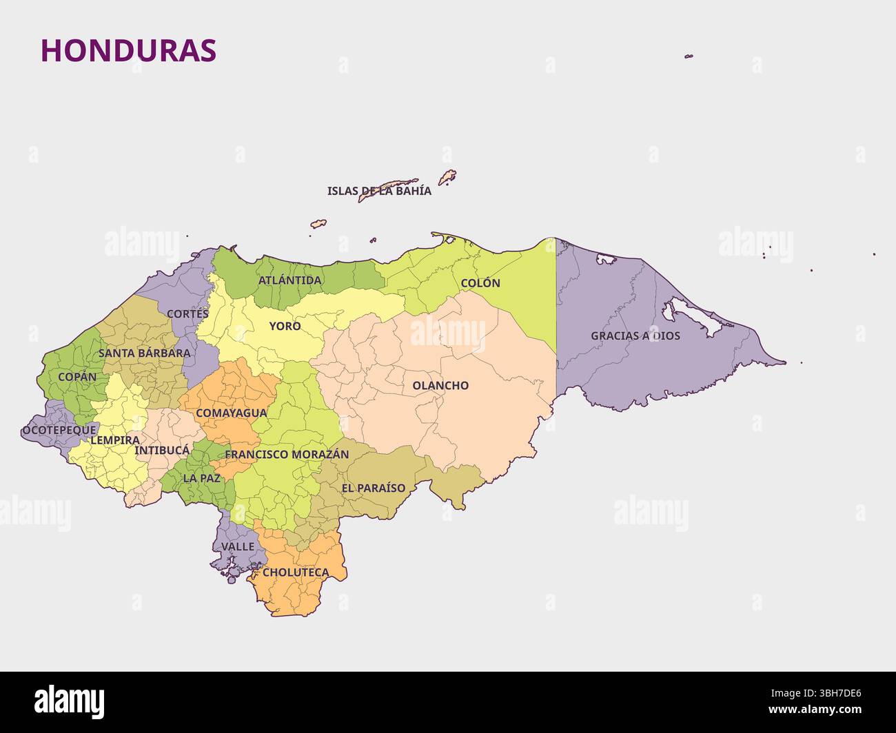 Honduras road map hi-res stock photography and images - Alamy