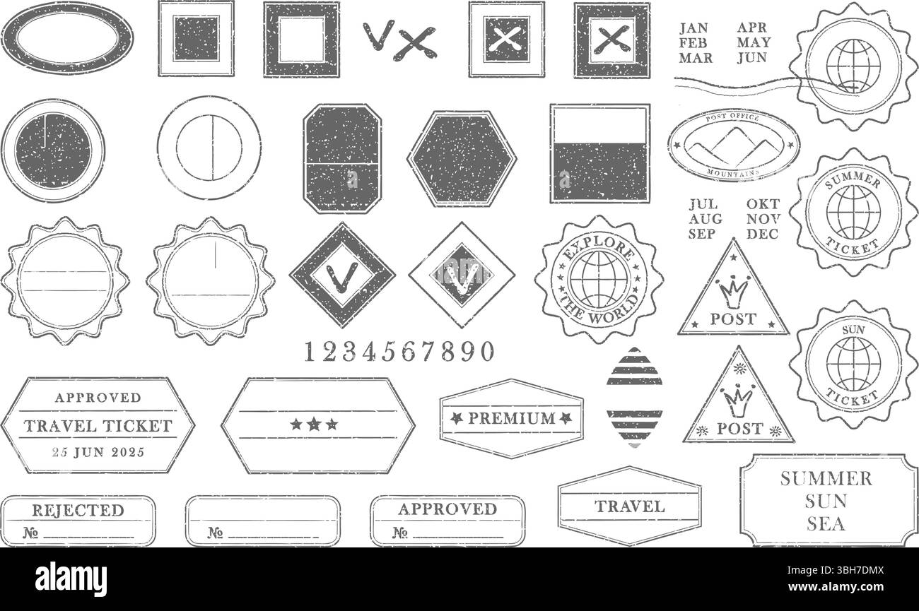 Blank postage rubber stamps. Mockup office stamp. Clean post postmark ...