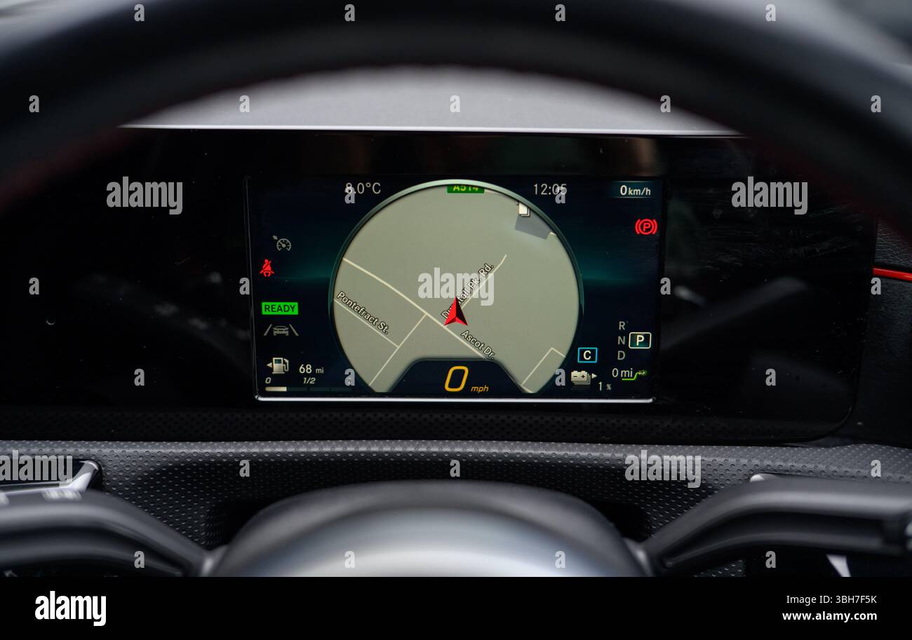 Virtual Cockpit, Digital Dashboard Displaying Map and Information Stock ...