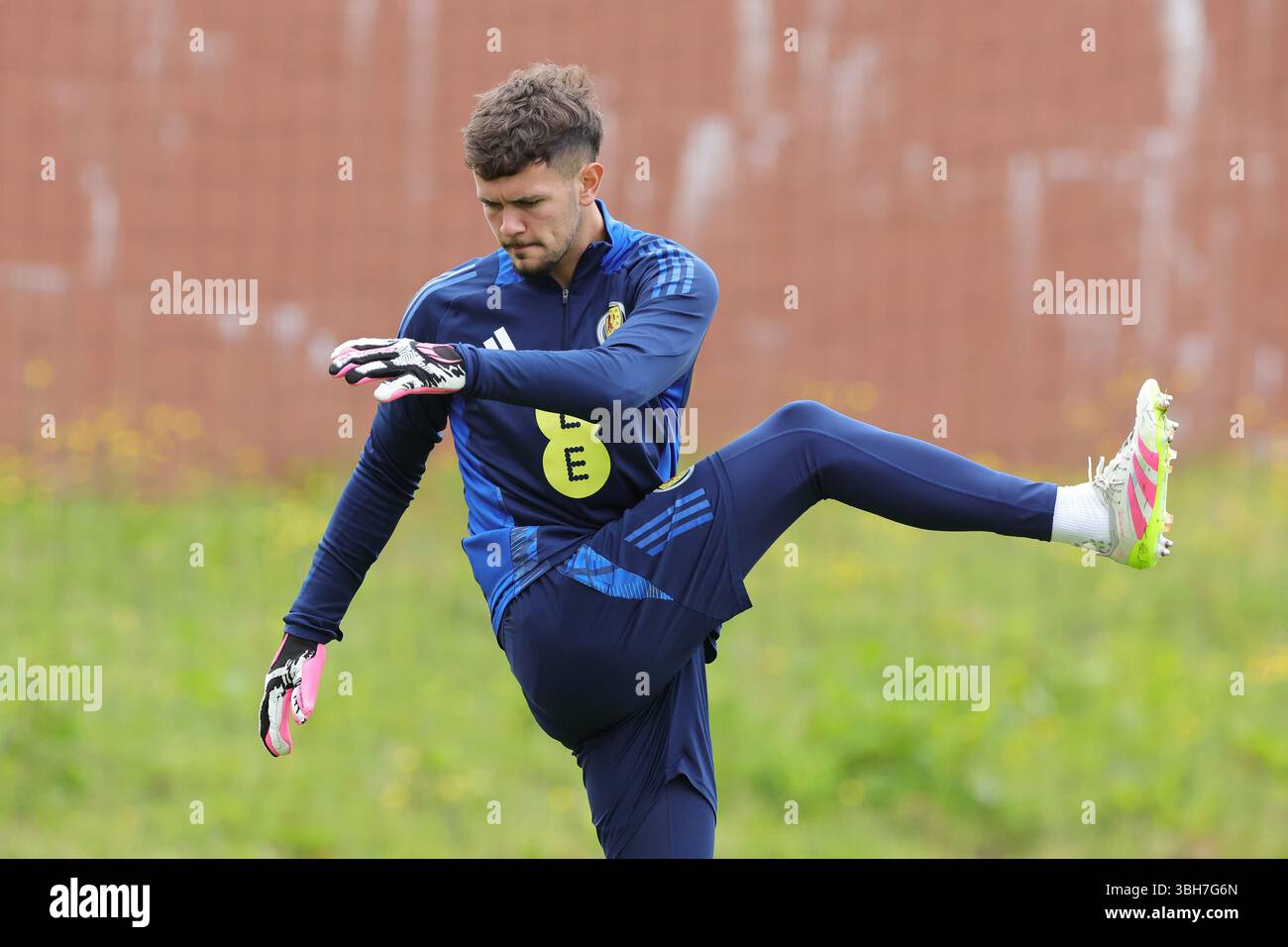 Scotland goalkeeper Cieran Slicker during a training session at Lesser ...