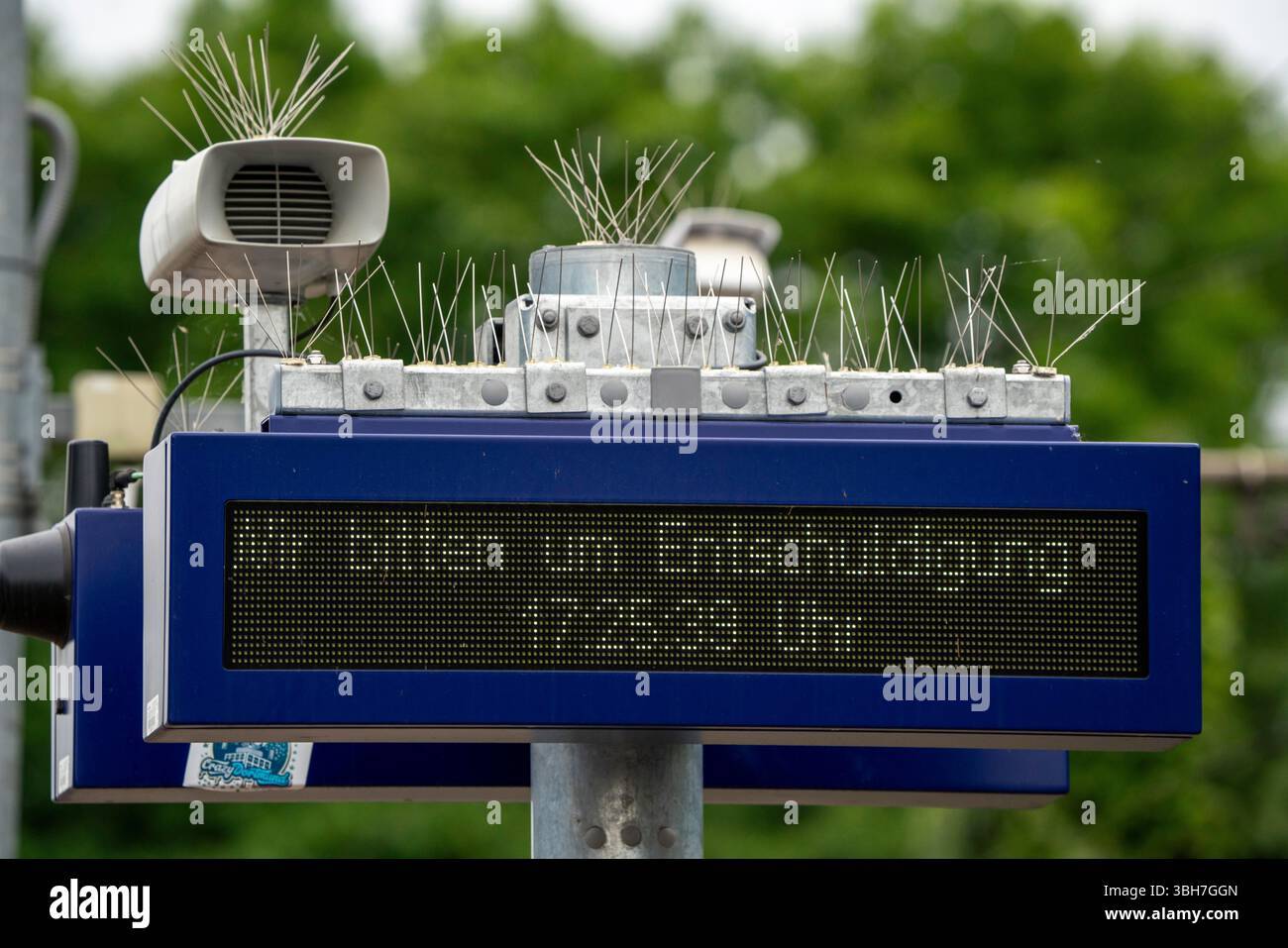 Display board at a train station, train cancellation announcement due ...