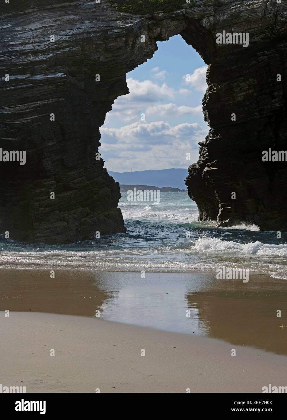Rock formation at Playa de las Catedrales in Galicia, Spain Stock Photo ...