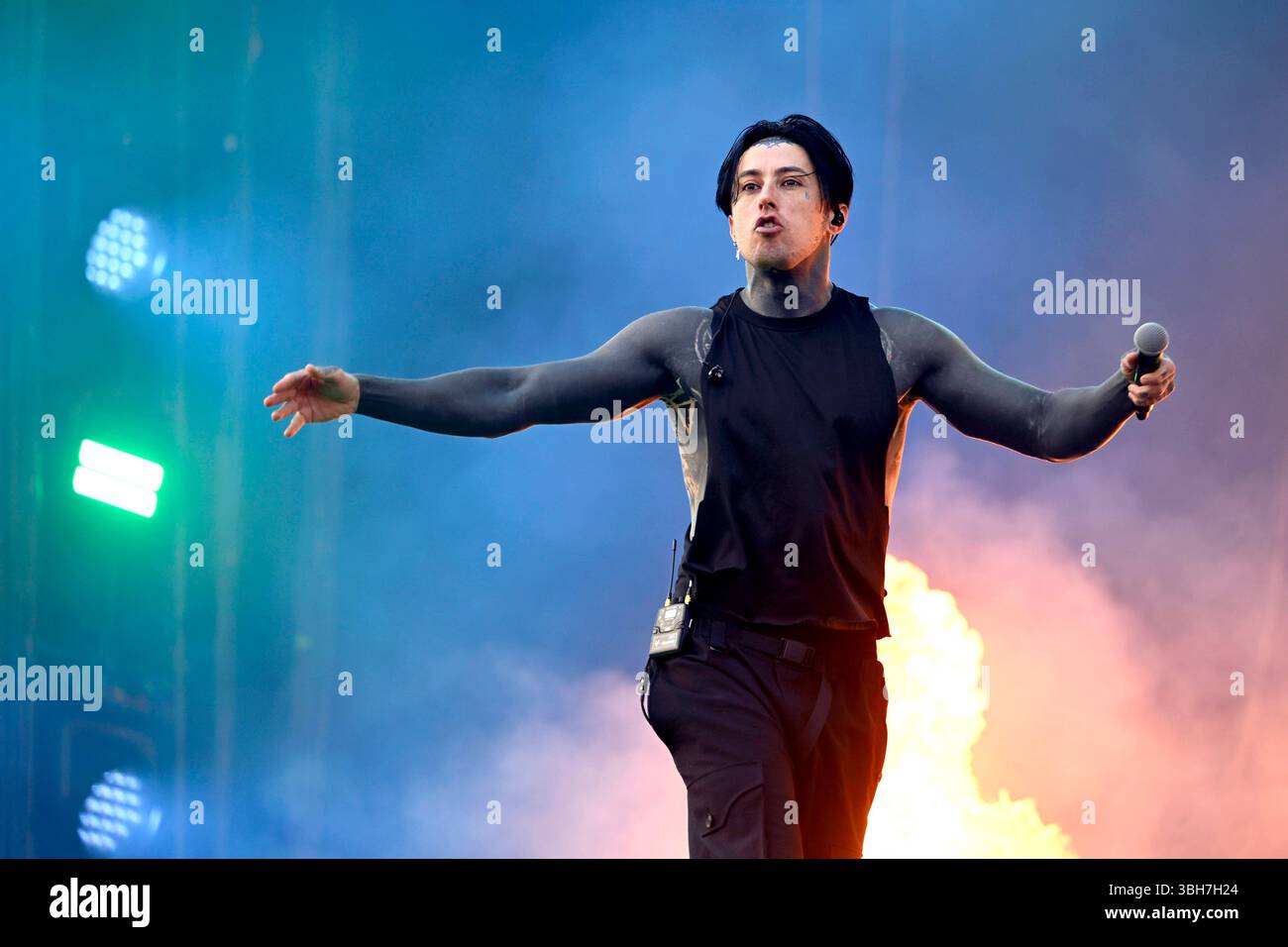 Sänger Ronnie Radke von der Band Falling in Reverse am zweiten Tag bei ...