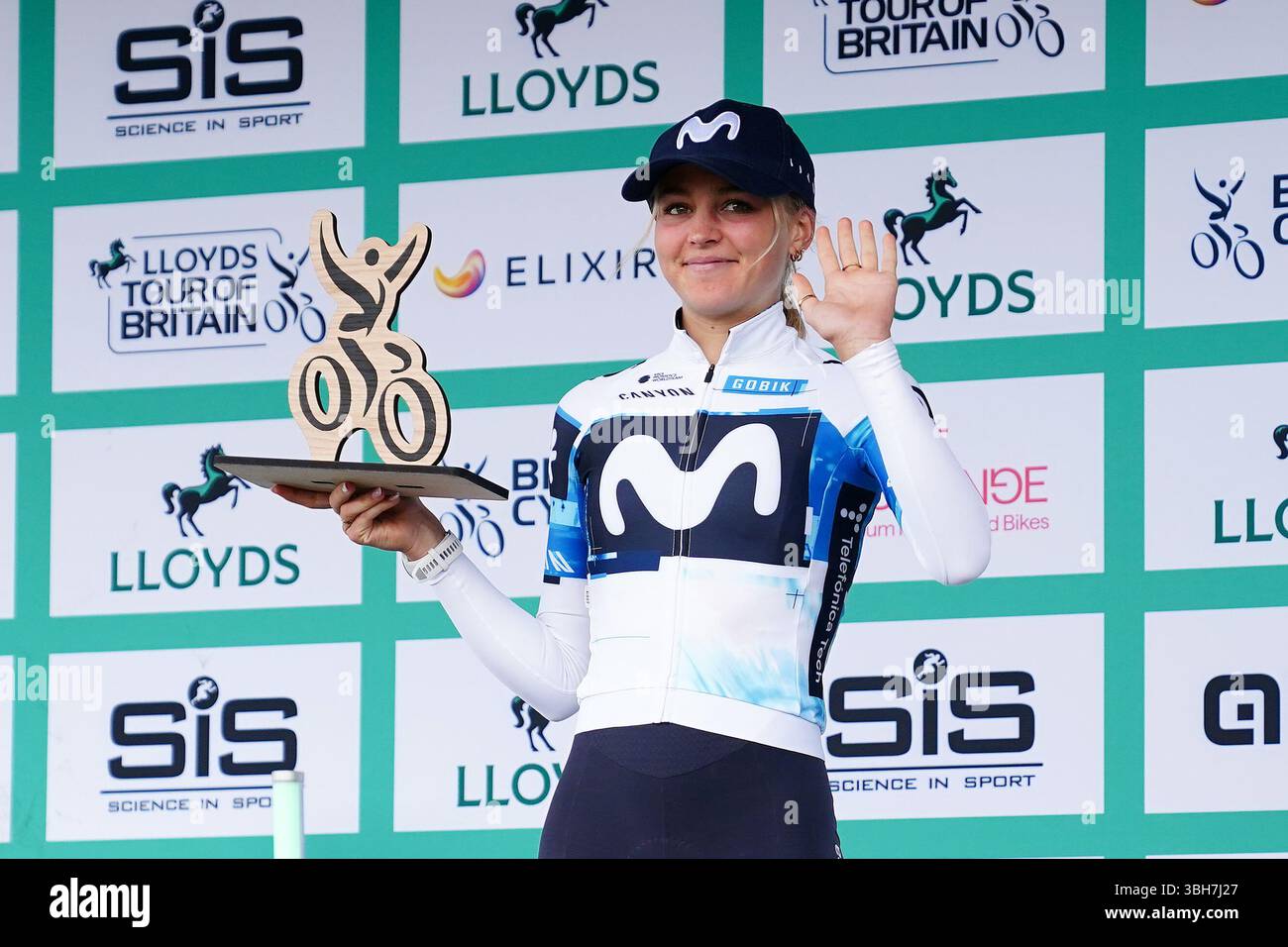 Cat Ferguson of Movistar Team celebrates winning Best British Rider ...
