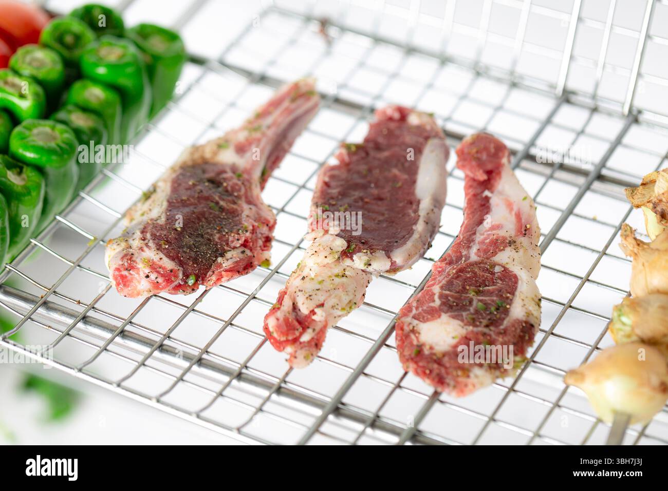 Raw lamb meat with fat, fresh meat, white background Stock Photo - Alamy