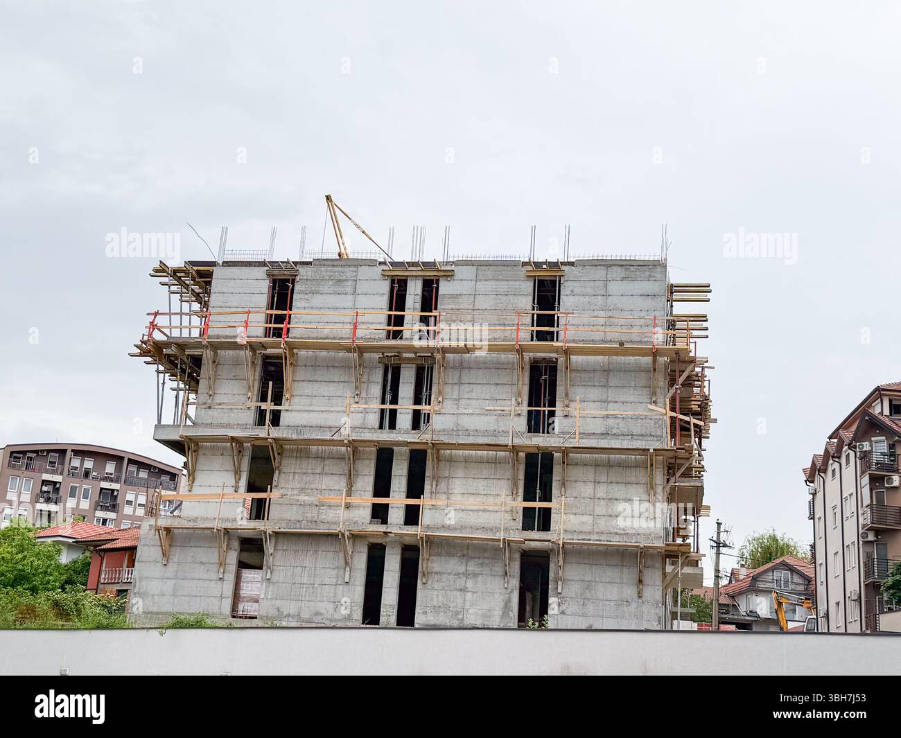 Concrete structure under construction. Urban development, civil ...