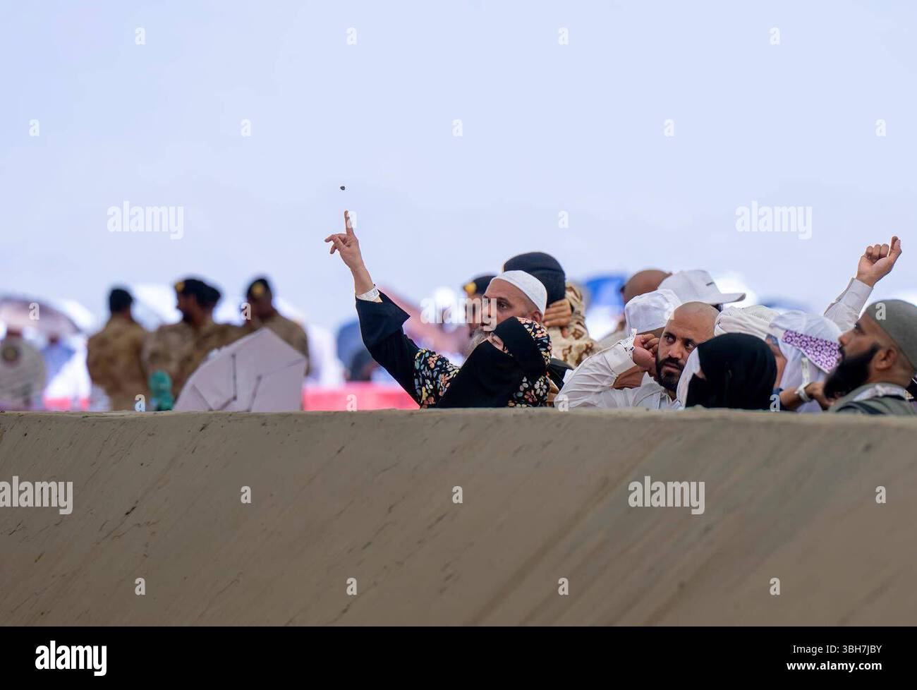Pilgrims travel to the stoning area in Mina Jamarat after Arafat and ...
