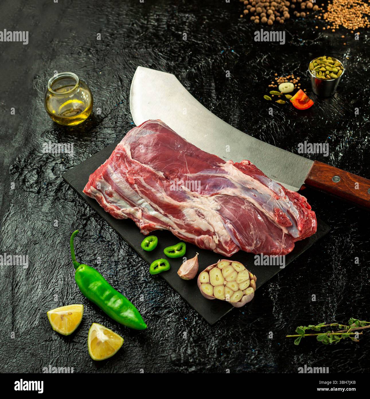 Piece raw meat grilling hi-res stock photography and images - Alamy
