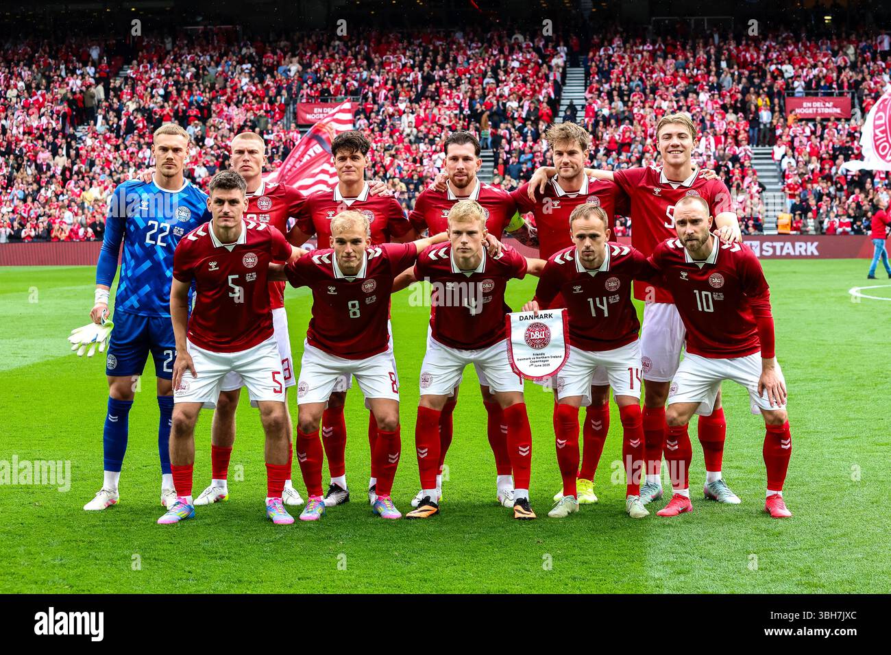 Copenhagen, Denmark. 07th June, 2025. The starting-11 of Denmark for ...