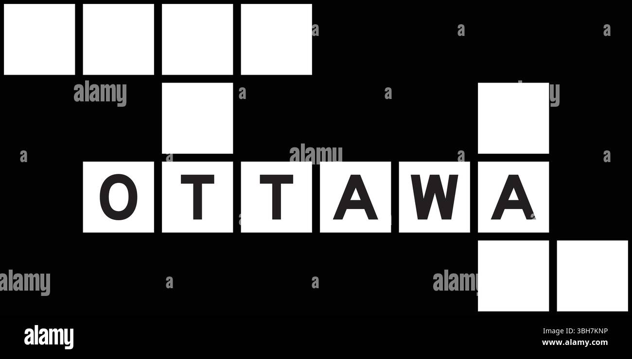 Alphabet letter in word ottawa on crossword puzzle background Stock ...