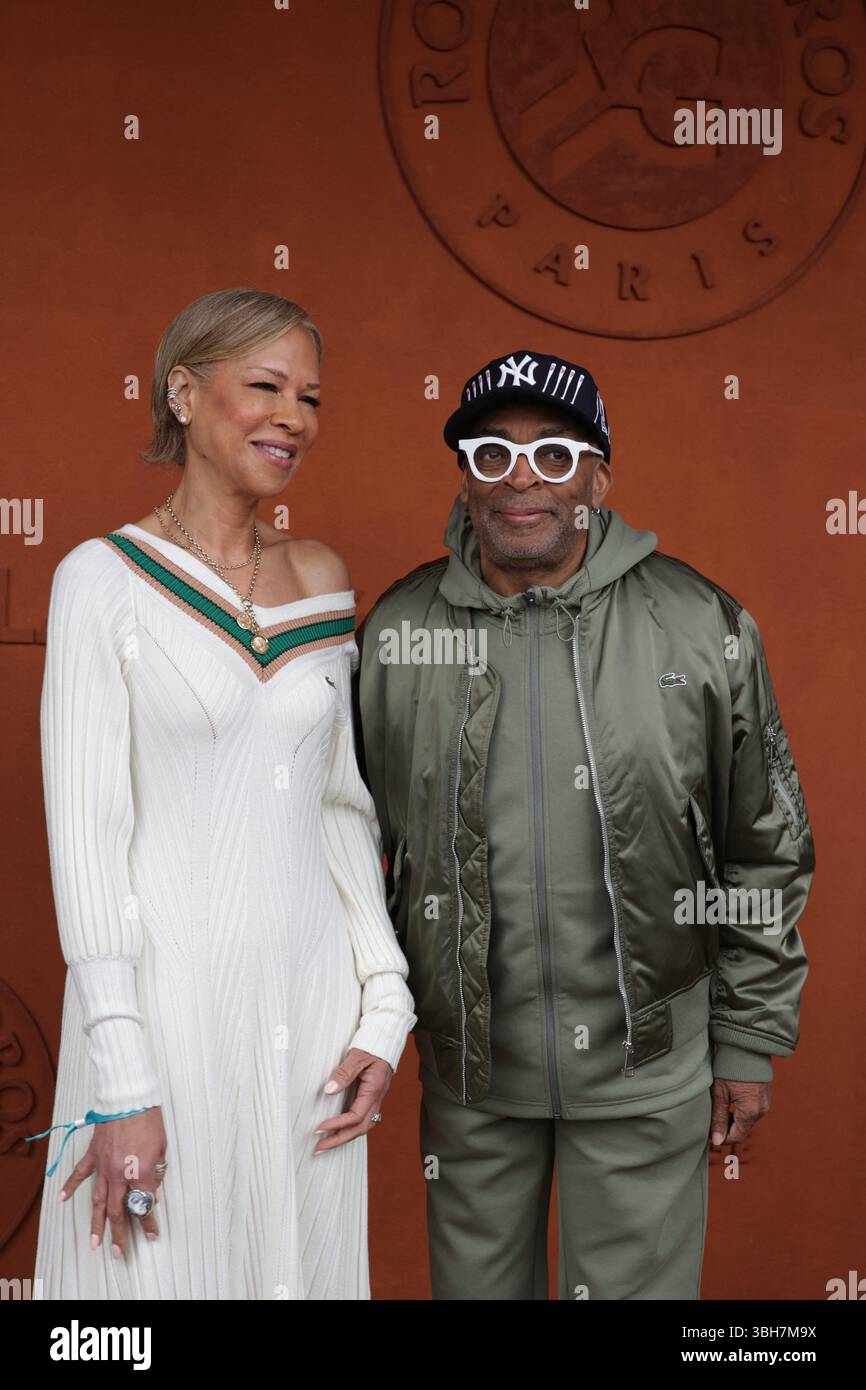 Paris, France. 08th June, 2025. Spike Lee and Tonya Lewis Lee are seen ...