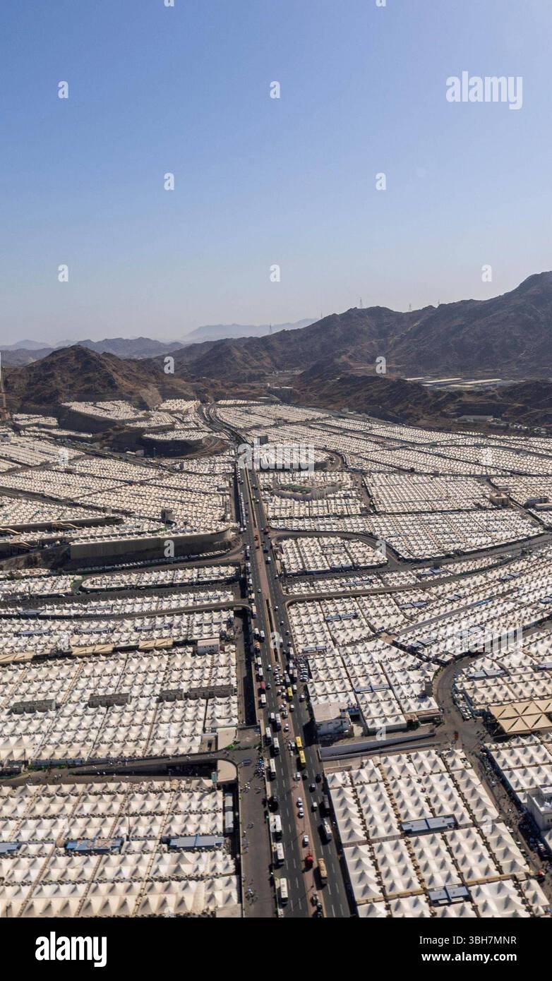 General view of Mina, where Muslims gather during the hajj pilgrimage ...