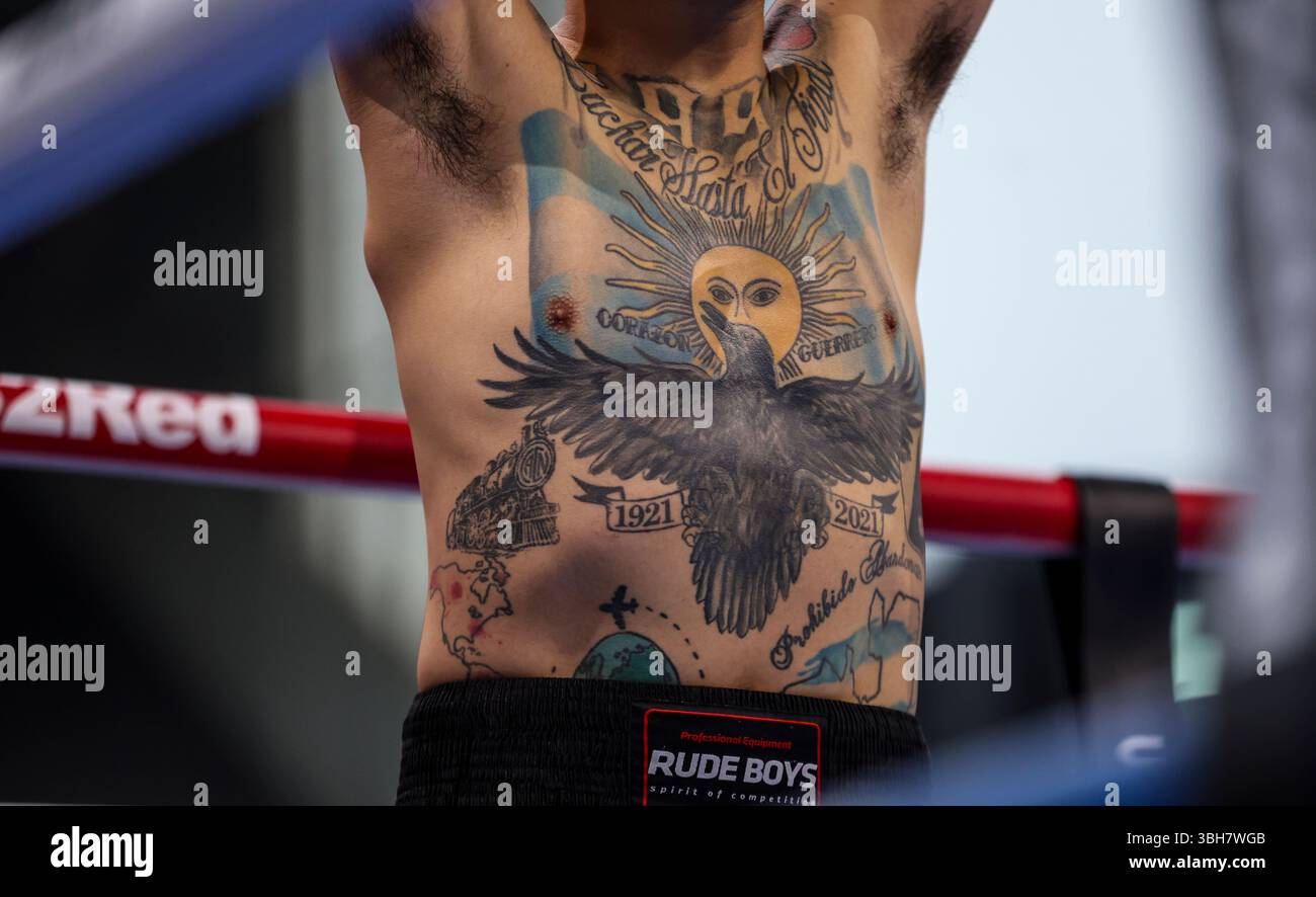 A view of Fernando Joaquin Valdez's tattoos before his fight against ...