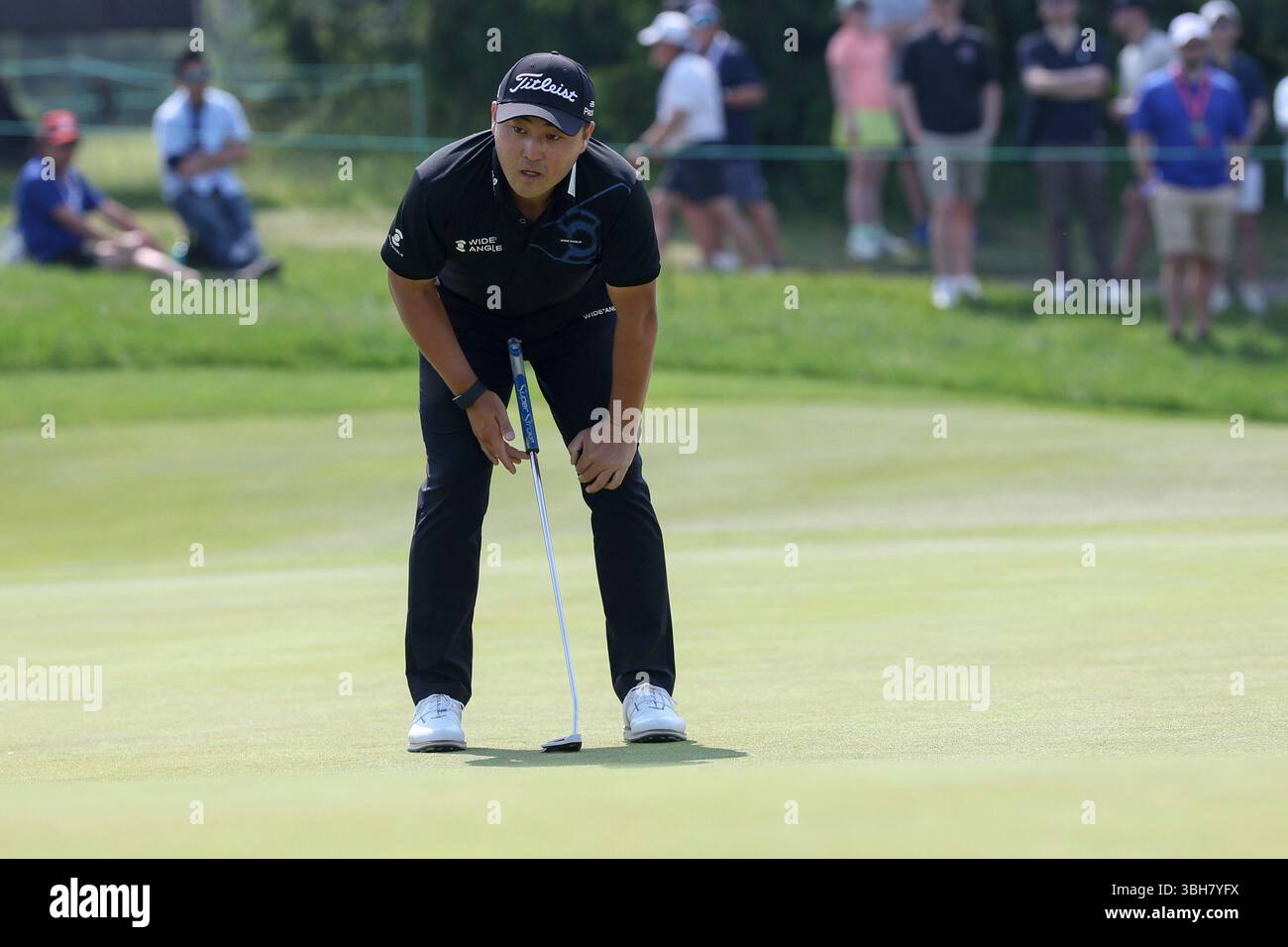 June 07, 2025: Richard T. Lee reacts to a missed putt on the ninth hole ...